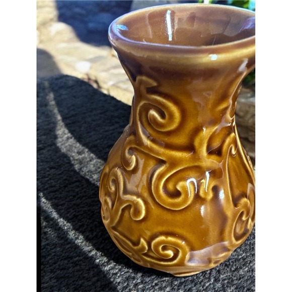 Art | Vintage Raised Relief Pottery Vase Honey Glazed Art Nouveau ...